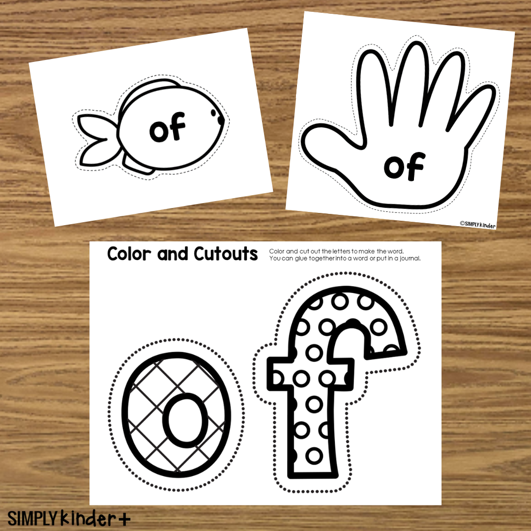 Of - Sight Word Craft Activities - Simply Kinder + Printable Membership