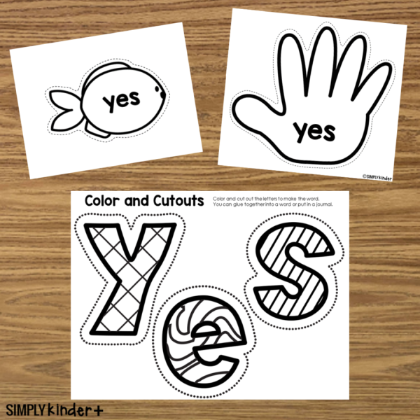 Yes - Sight Word Craft Activities - Simply Kinder + Printable Membership