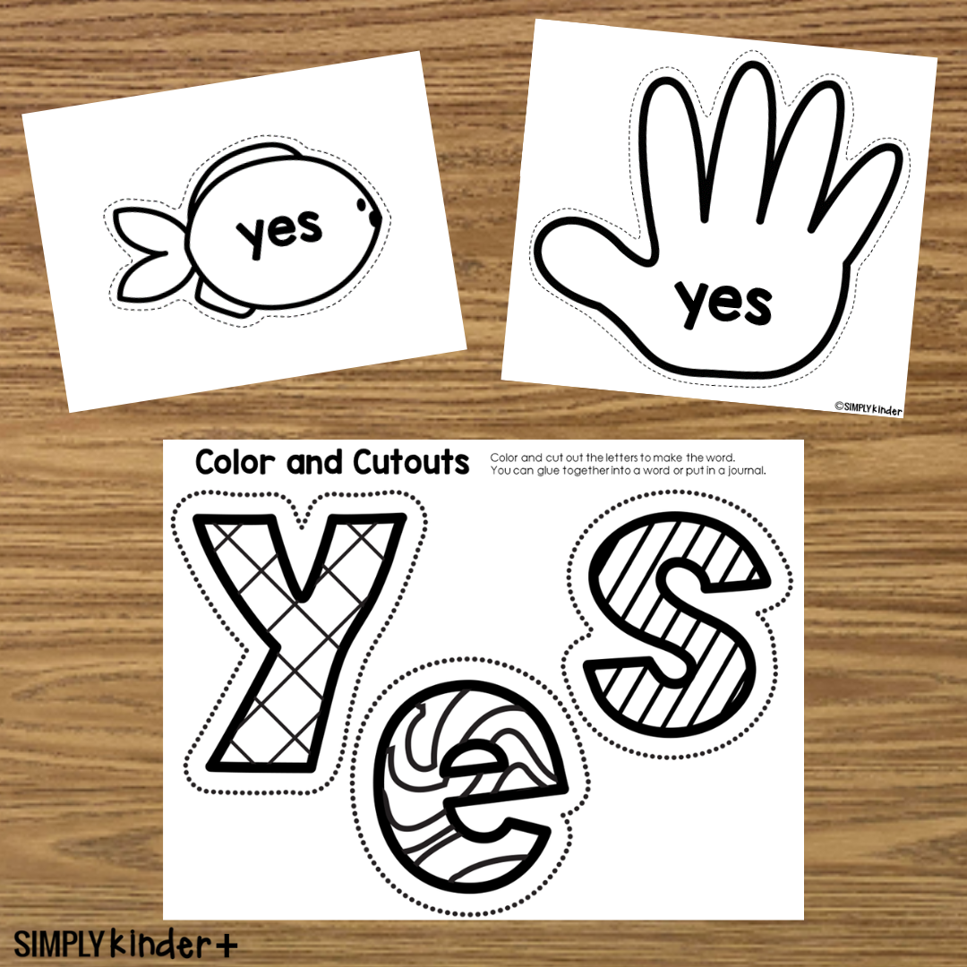 Yes - Sight Word Craft Activities - Simply Kinder + Printable Membership