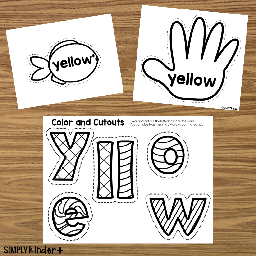 Yellow - Sight Word Craft Activities - Simply Kinder + Printable Membership