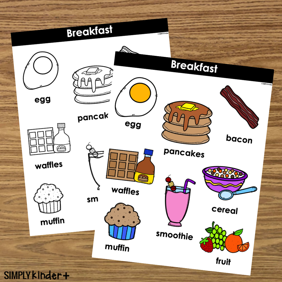 Breakfast Word Bank Writing Center - Simply Kinder + Printable Membership