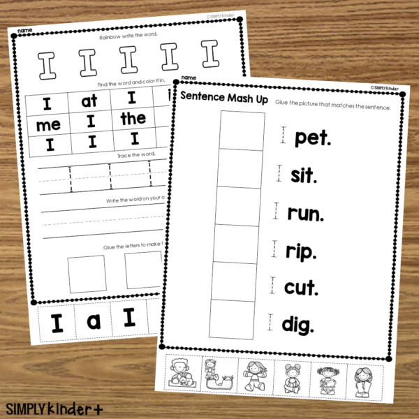 I - Sight Word Cut & Glue Activities - Simply Kinder + Printable Membership