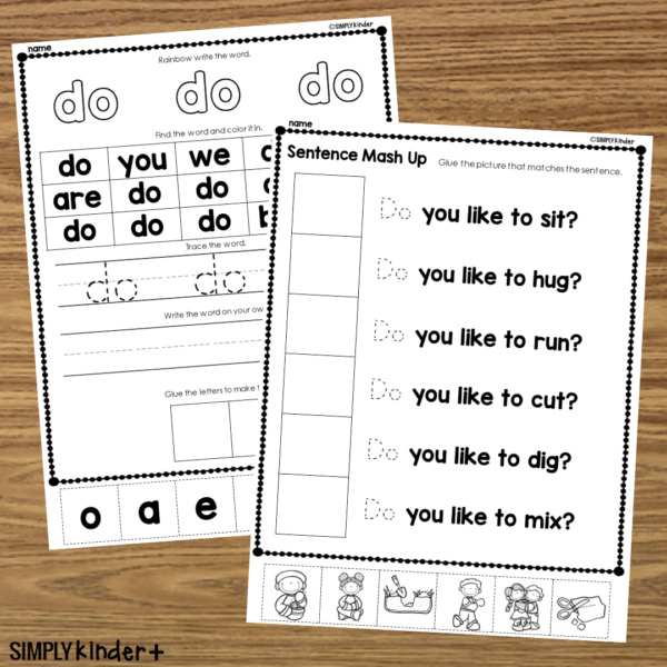 Do - Sight Word Cut & Glue Activities - Simply Kinder + Printable ...