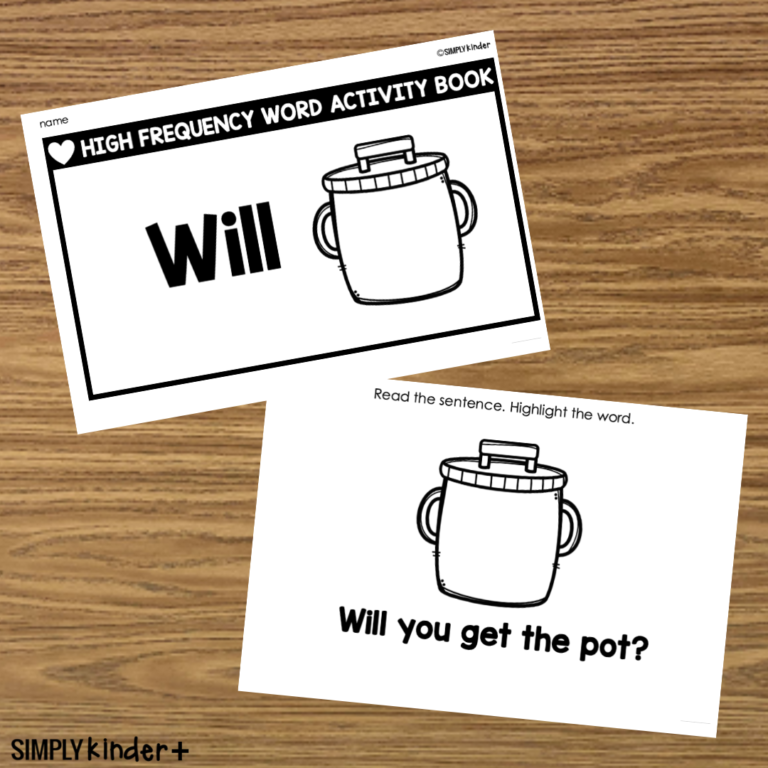 Will – Sight Word Book Activity Book - Simply Kinder + Printable Membership