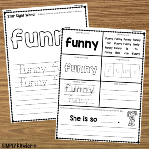 Funny - Sight Word Printable Activities - Simply Kinder + Printable ...
