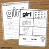 Girl - Sight Word Printable Activities - Simply Kinder + Printable ...