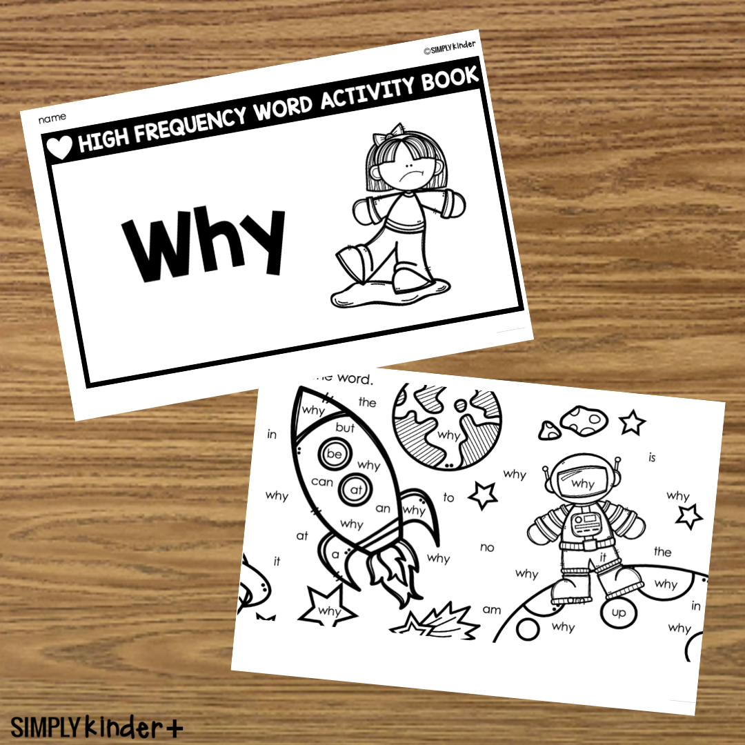 Why – Sight Word Book Activity Book - Simply Kinder + Printable Membership