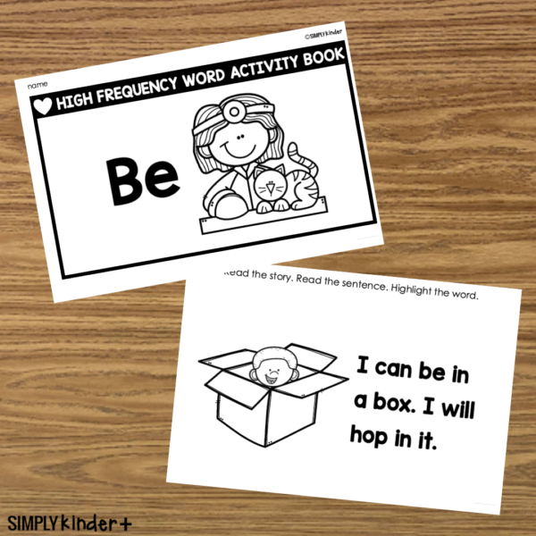 Be - Sight Word Book Activity Book - Simply Kinder + Printable Membership