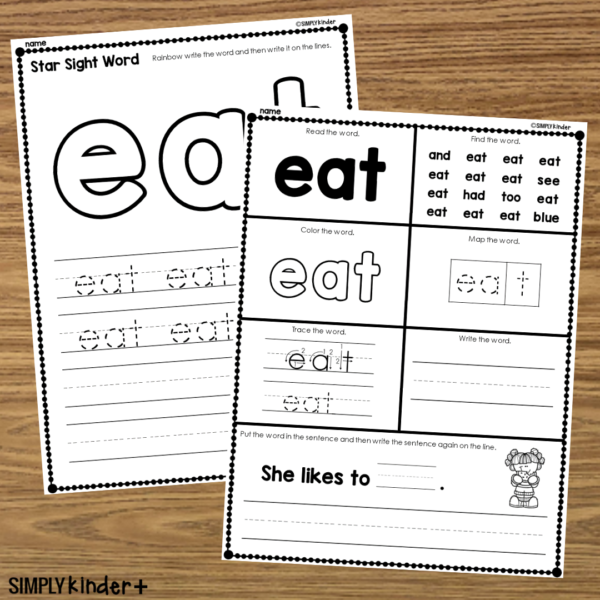 Eat - Sight Word Printable Activities - Simply Kinder + Printable ...
