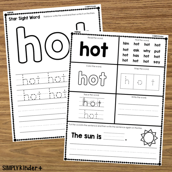 Hot - Sight Word Printable Activities - Simply Kinder + Printable ...