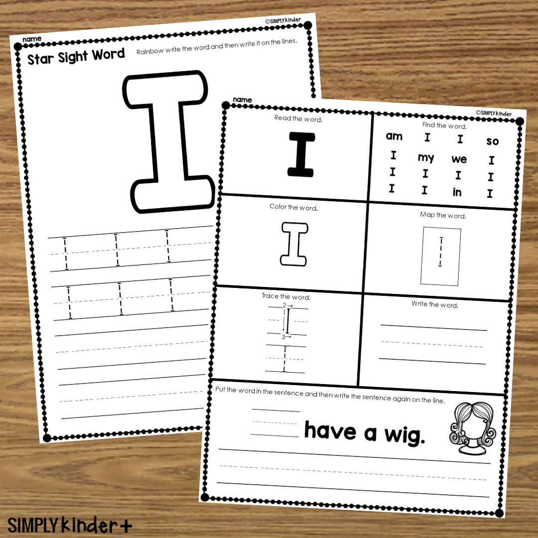 I - Sight Word Printable Activities - Simply Kinder + Printable Membership