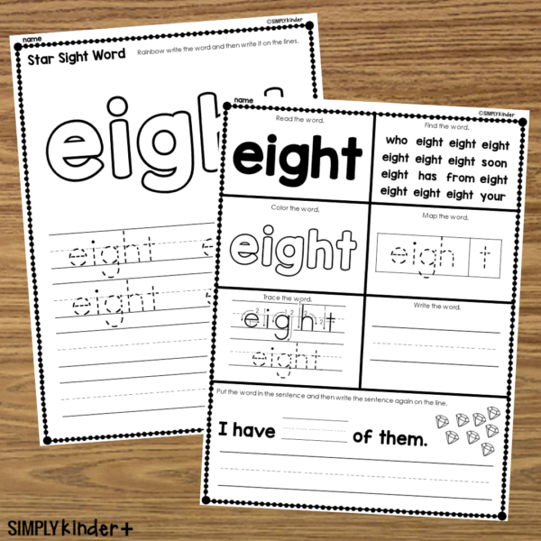 Eight - Sight Word Printable Activities - Simply Kinder + Printable ...
