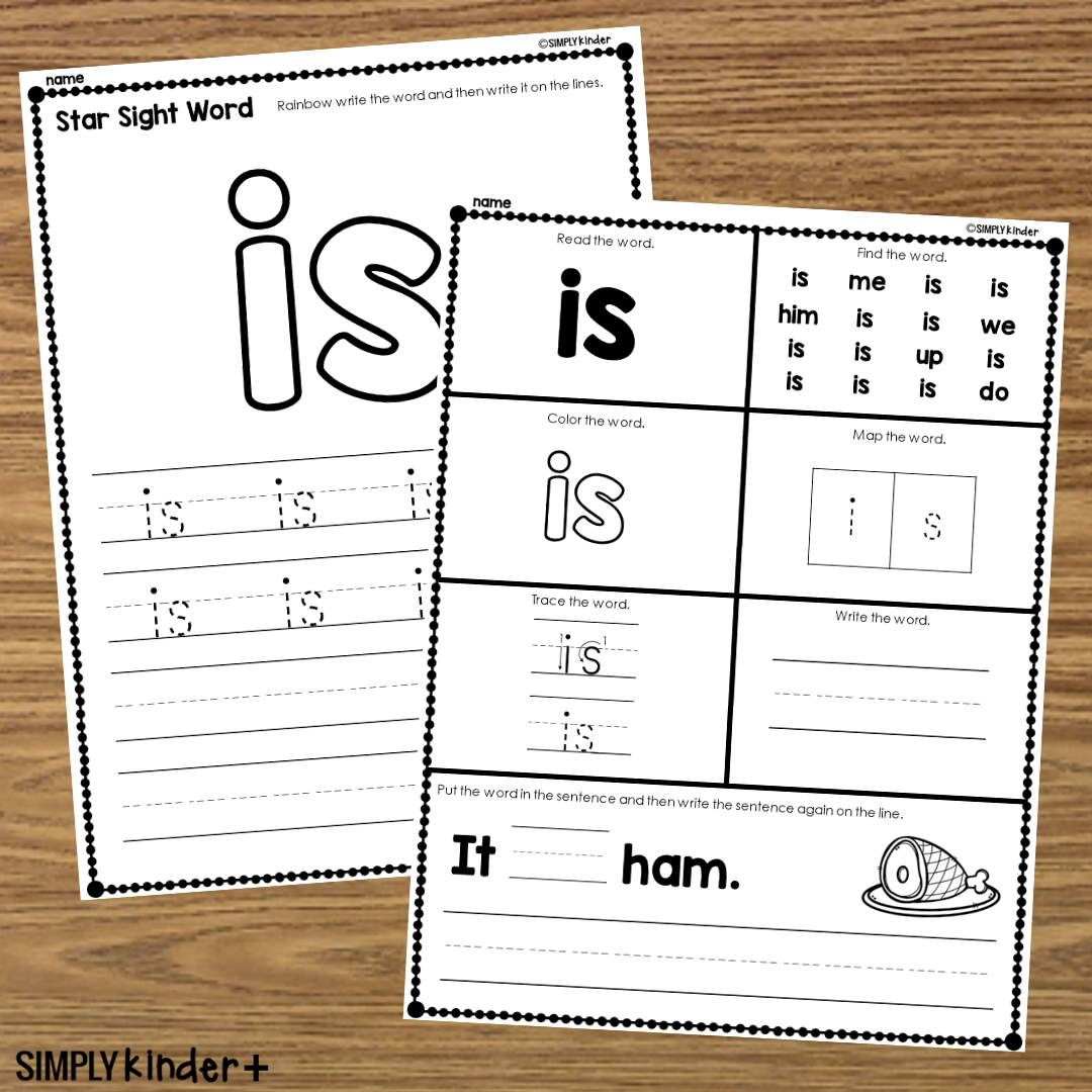 Is - Sight Word Printable Activities - Simply Kinder + Printable Membership