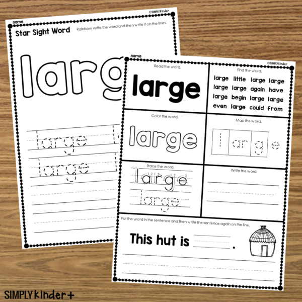 Large - Sight Word Printable Activities - Simply Kinder + Printable ...