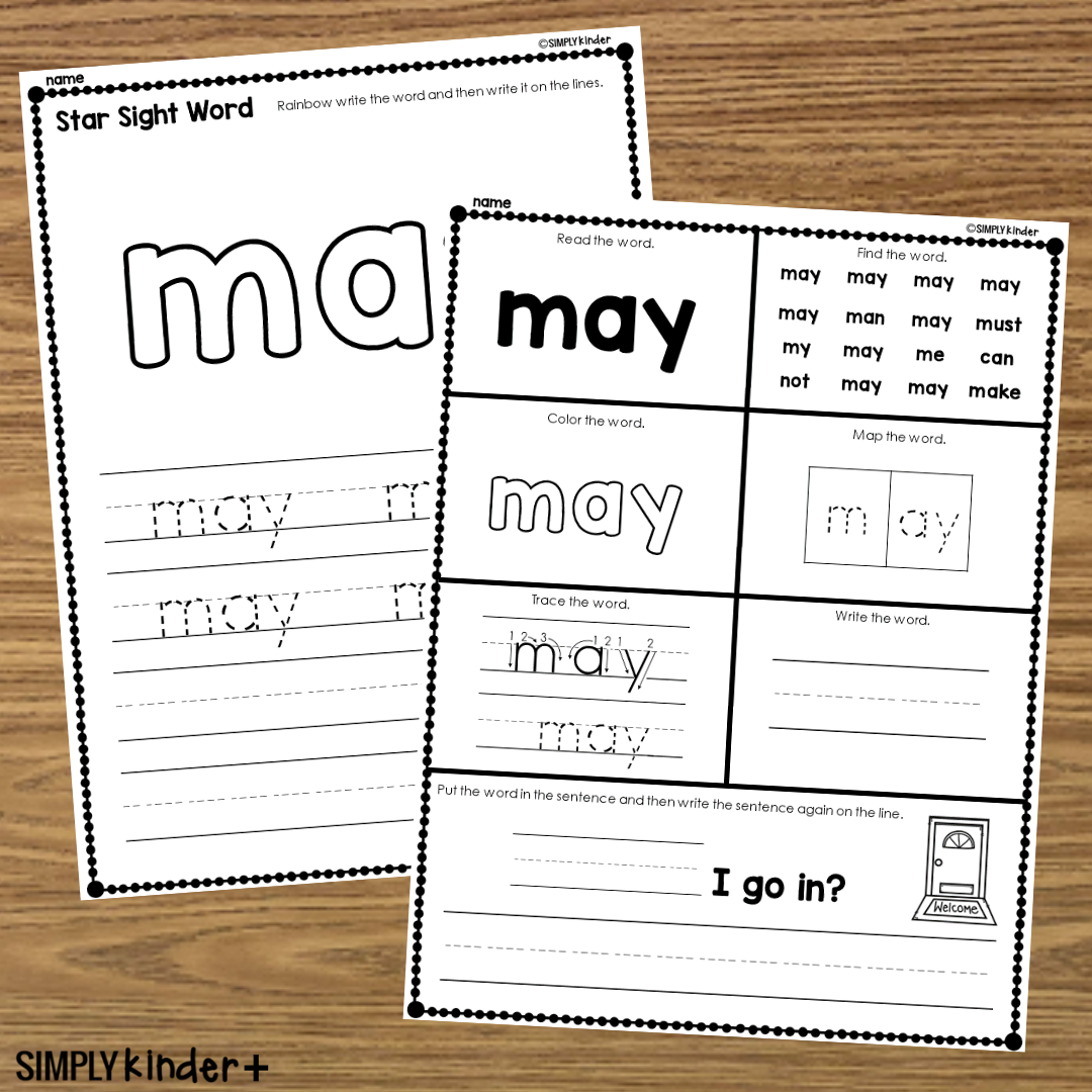 May - Sight Word Printable Activities - Simply Kinder + Printable ...