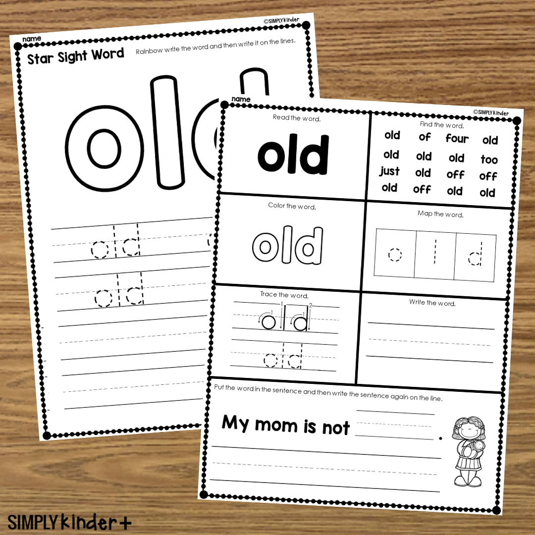 Old - Sight Word Printable Activities - Simply Kinder + Printable ...