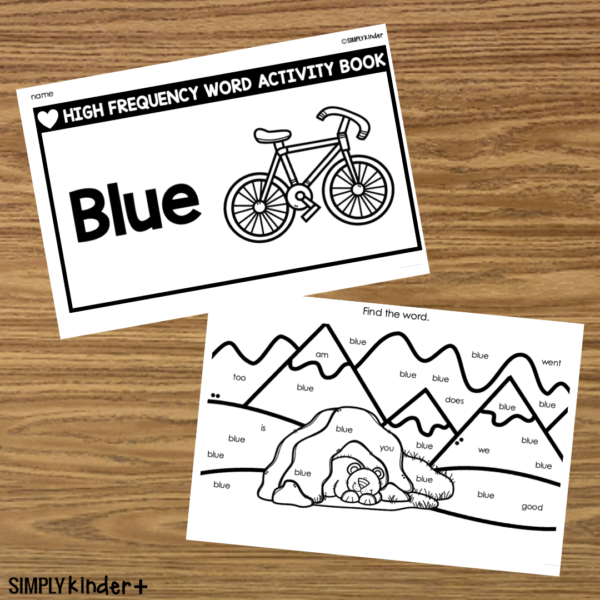 Blue - Sight Word Book Activity Book - Simply Kinder Plus