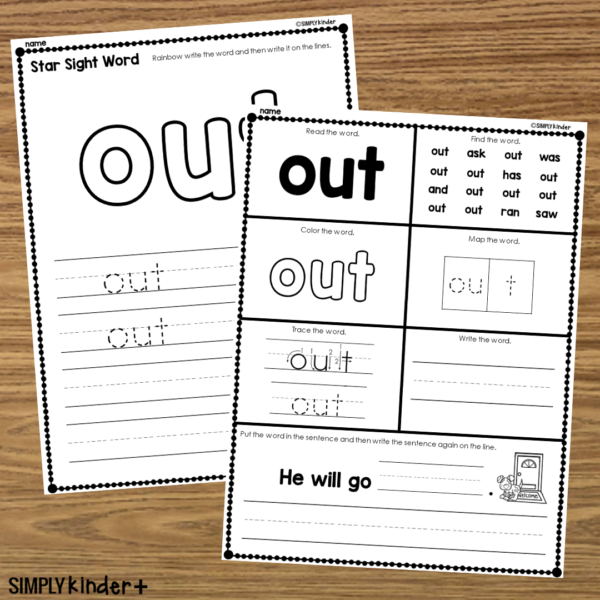 Out - Sight Word Printable Activities - Simply Kinder + Printable ...