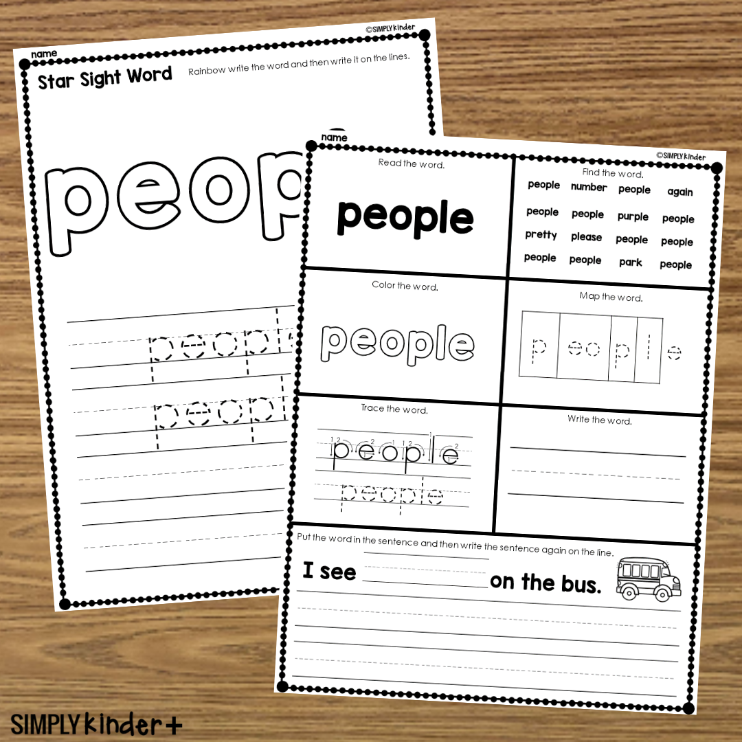 People - Sight Word Printable Activities - Simply Kinder + Printable ...