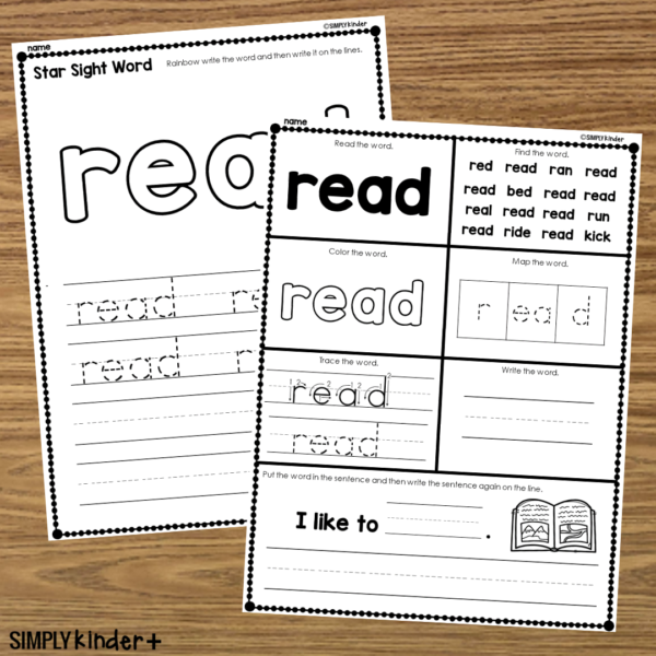 Read - Sight Word Printable Activities - Simply Kinder + Printable ...
