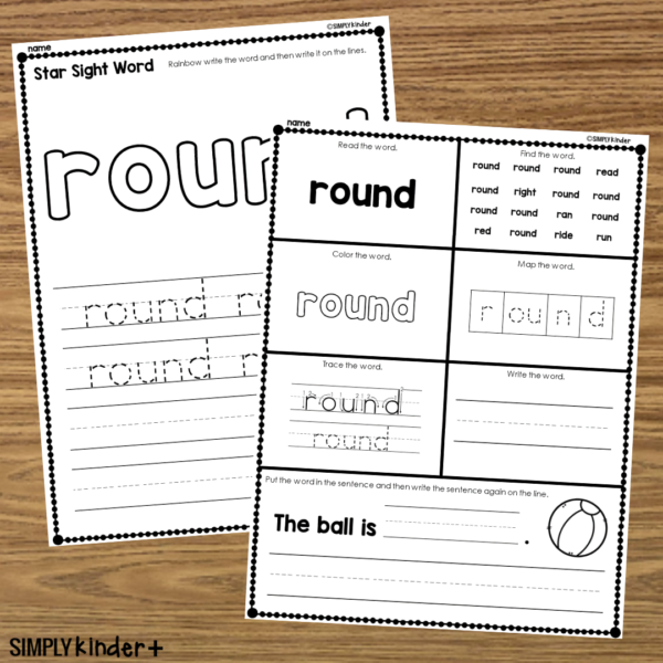 Round - Sight Word Printable Activities - Simply Kinder Plus