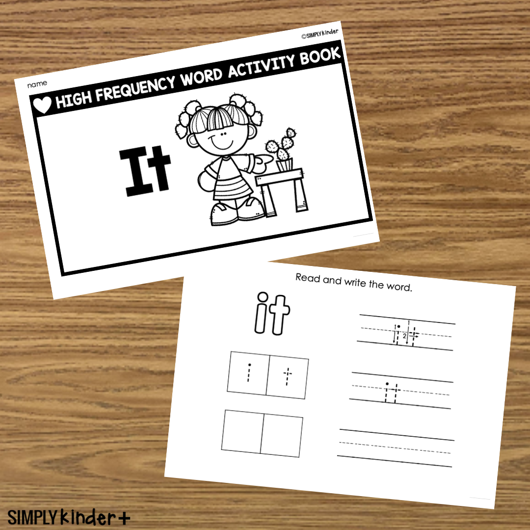 It- Sight Word Book Activity Book - Simply Kinder + Printable Membership