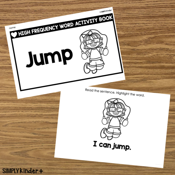 Jump- Sight Word Book Activity Book - Simply Kinder + Printable Membership
