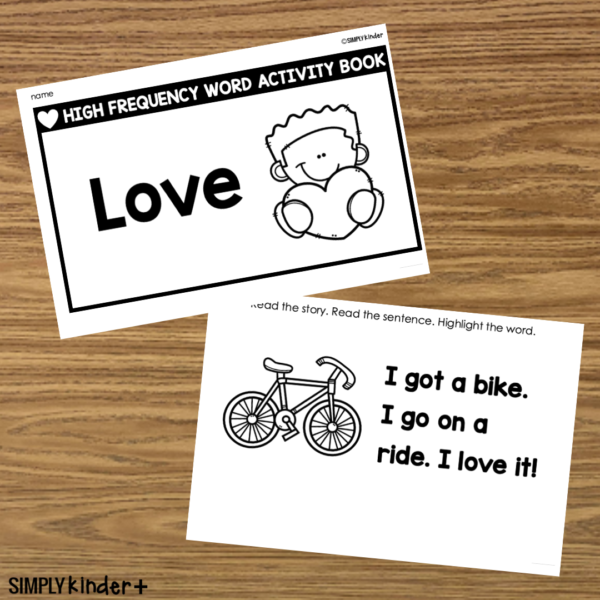 Love – Sight Word Book Activity Book - Simply Kinder + Printable Membership