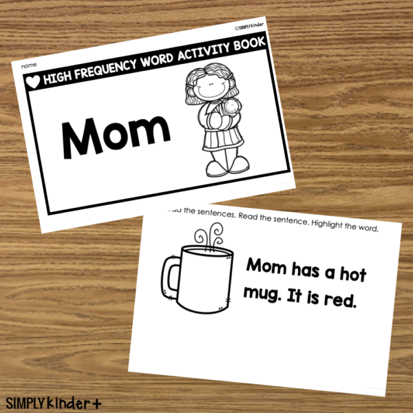 Mom – Sight Word Book Activity Book - Simply Kinder + Printable Membership