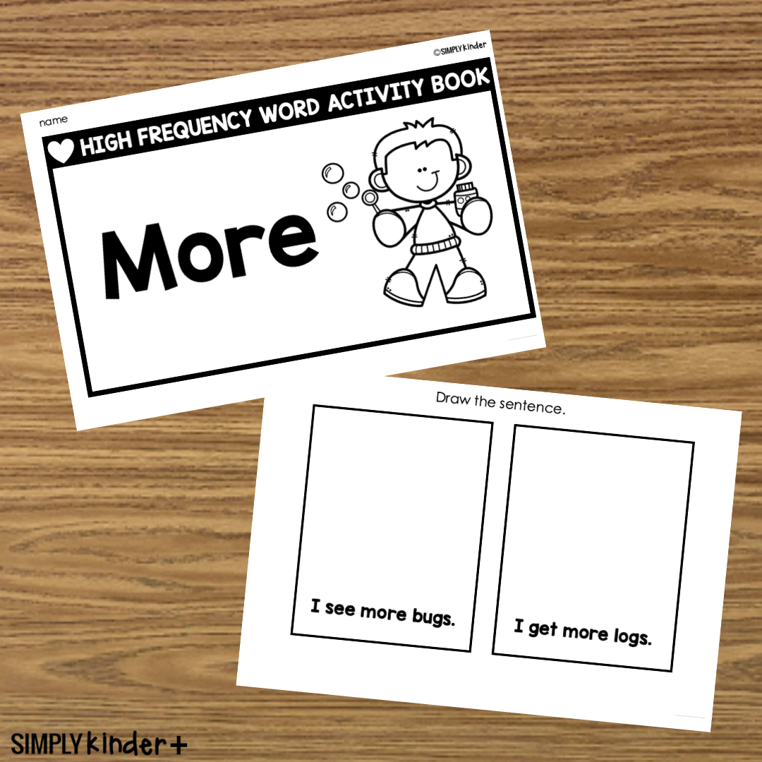 More– Sight Word Book Activity Book - Simply Kinder + Printable Membership