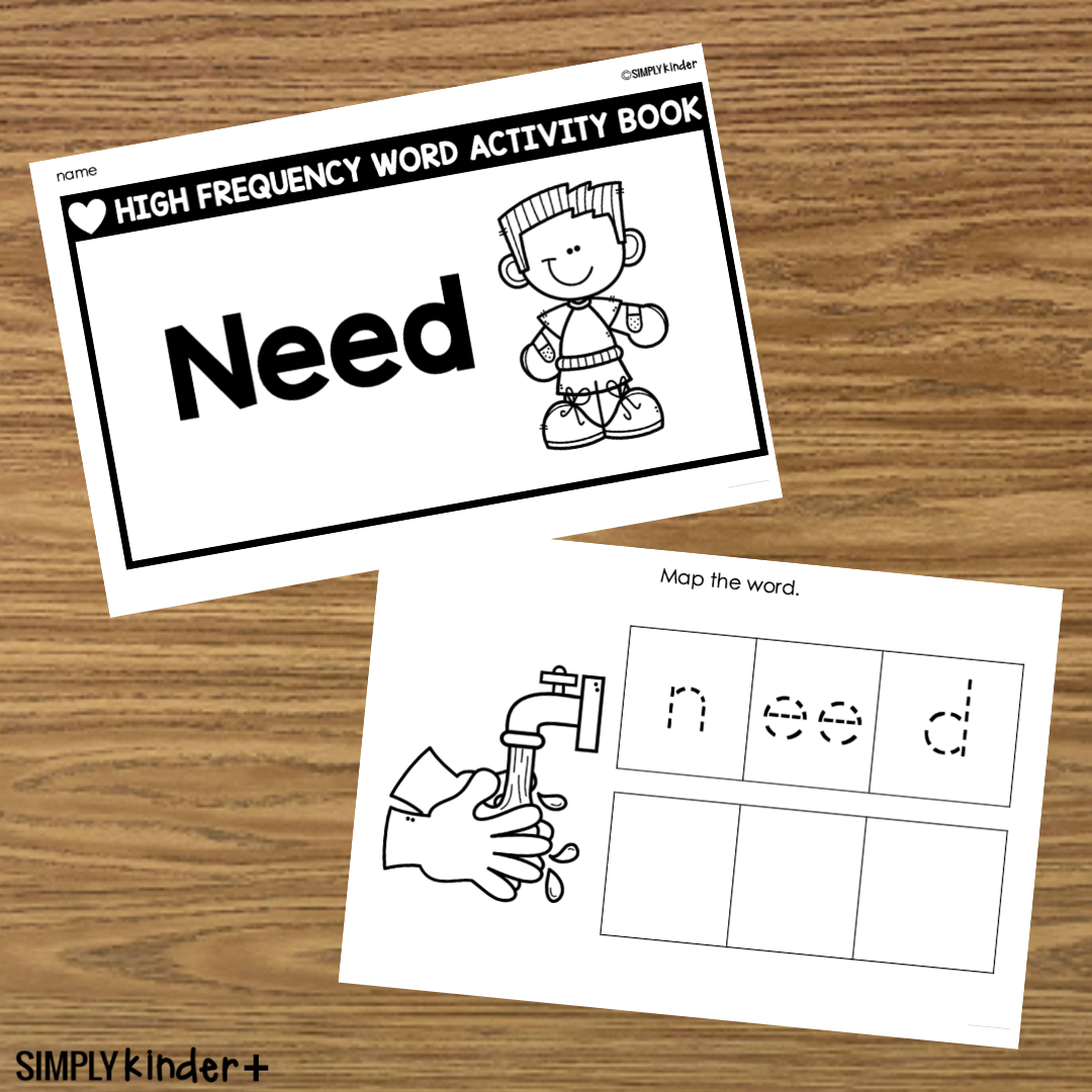 Need – Sight Word Book Activity Book - Simply Kinder + Printable Membership