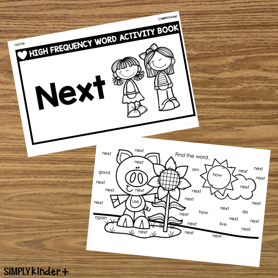 Next – Sight Word Book Activity Book - Simply Kinder Plus