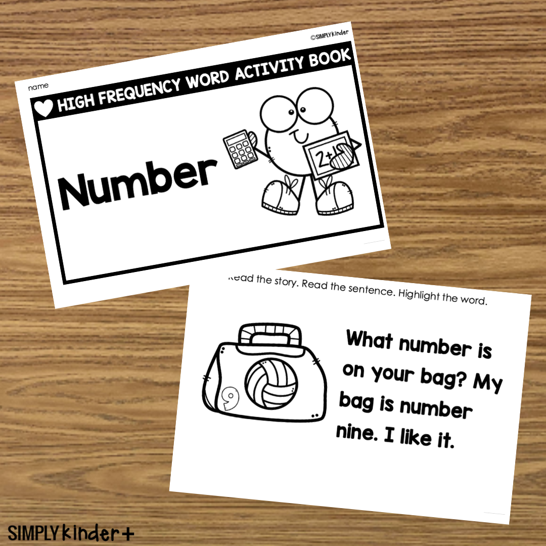 Number – Sight Word Book Activity Book - Simply Kinder + Printable ...