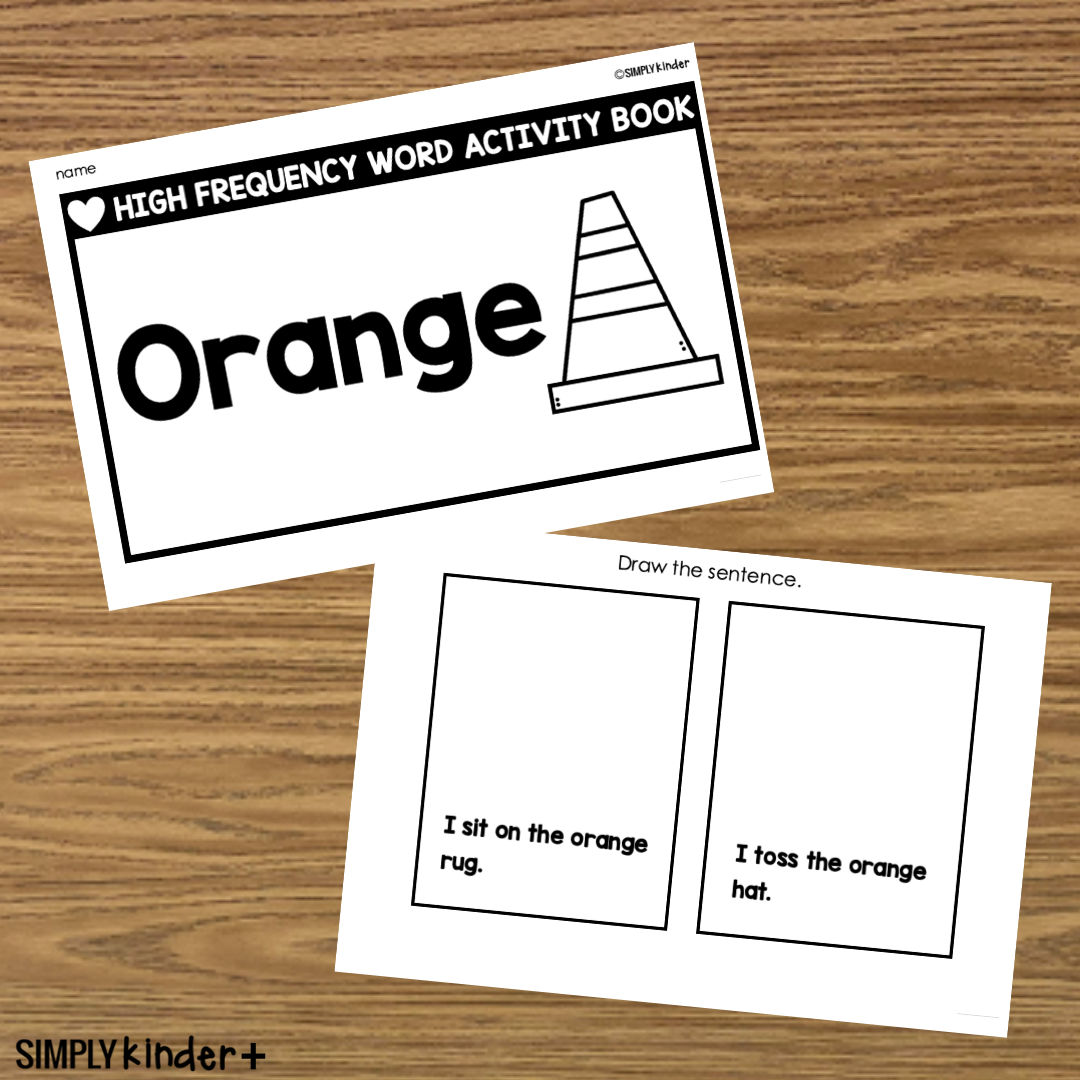 Orange – Sight Word Book Activity Book - Simply Kinder Plus