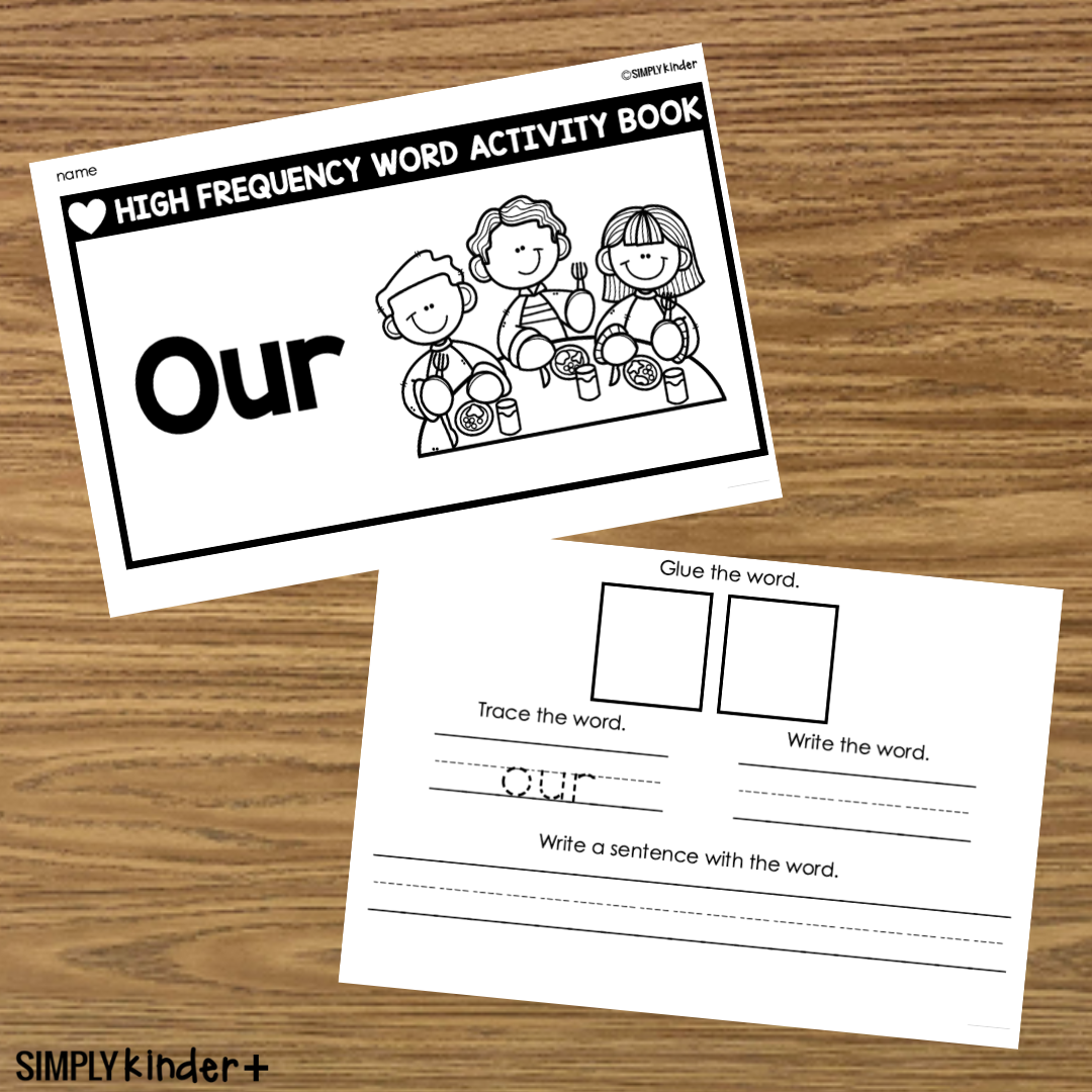 Our – Sight Word Book Activity Book - Simply Kinder + Printable Membership