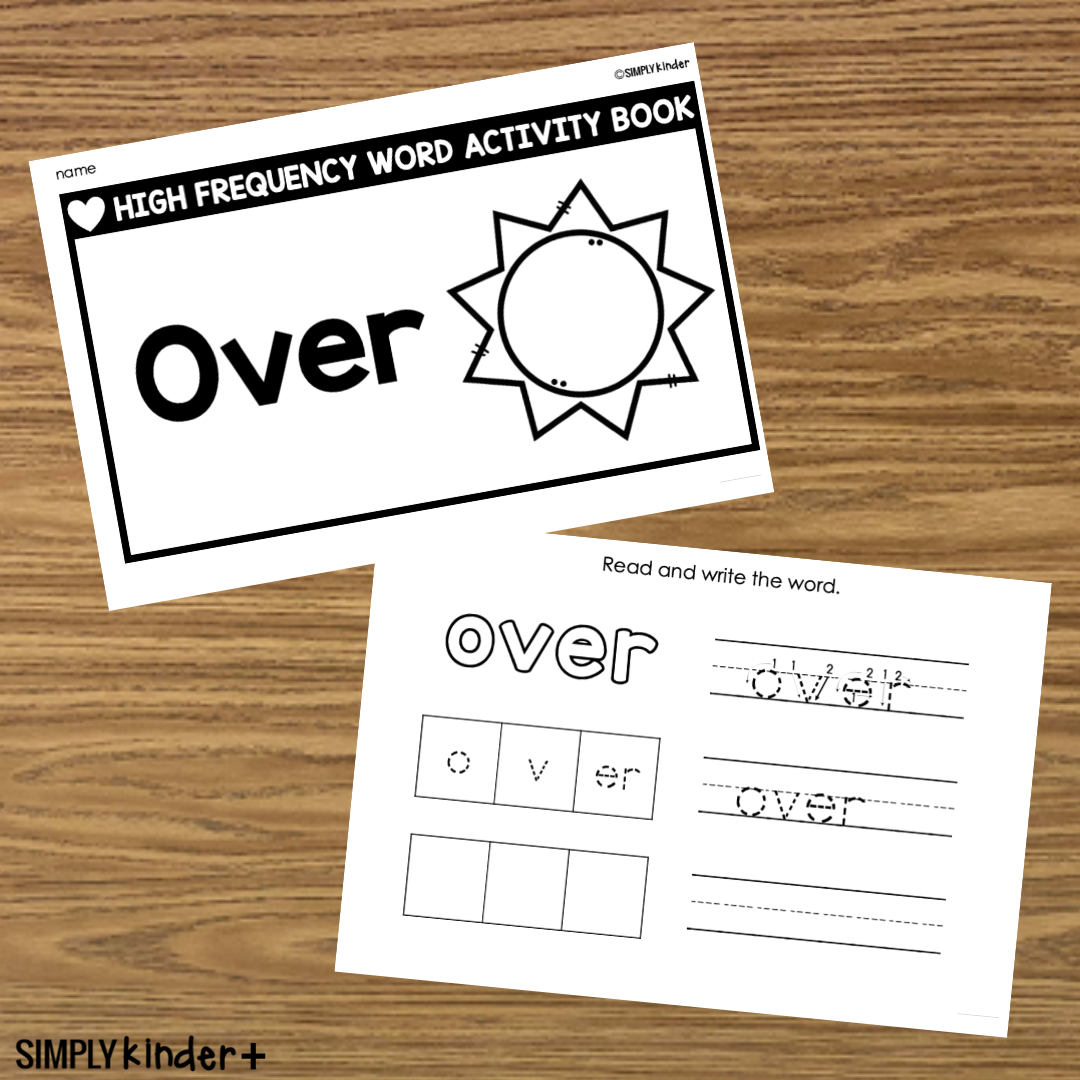 Over – Sight Word Book Activity Book - Simply Kinder + Printable Membership