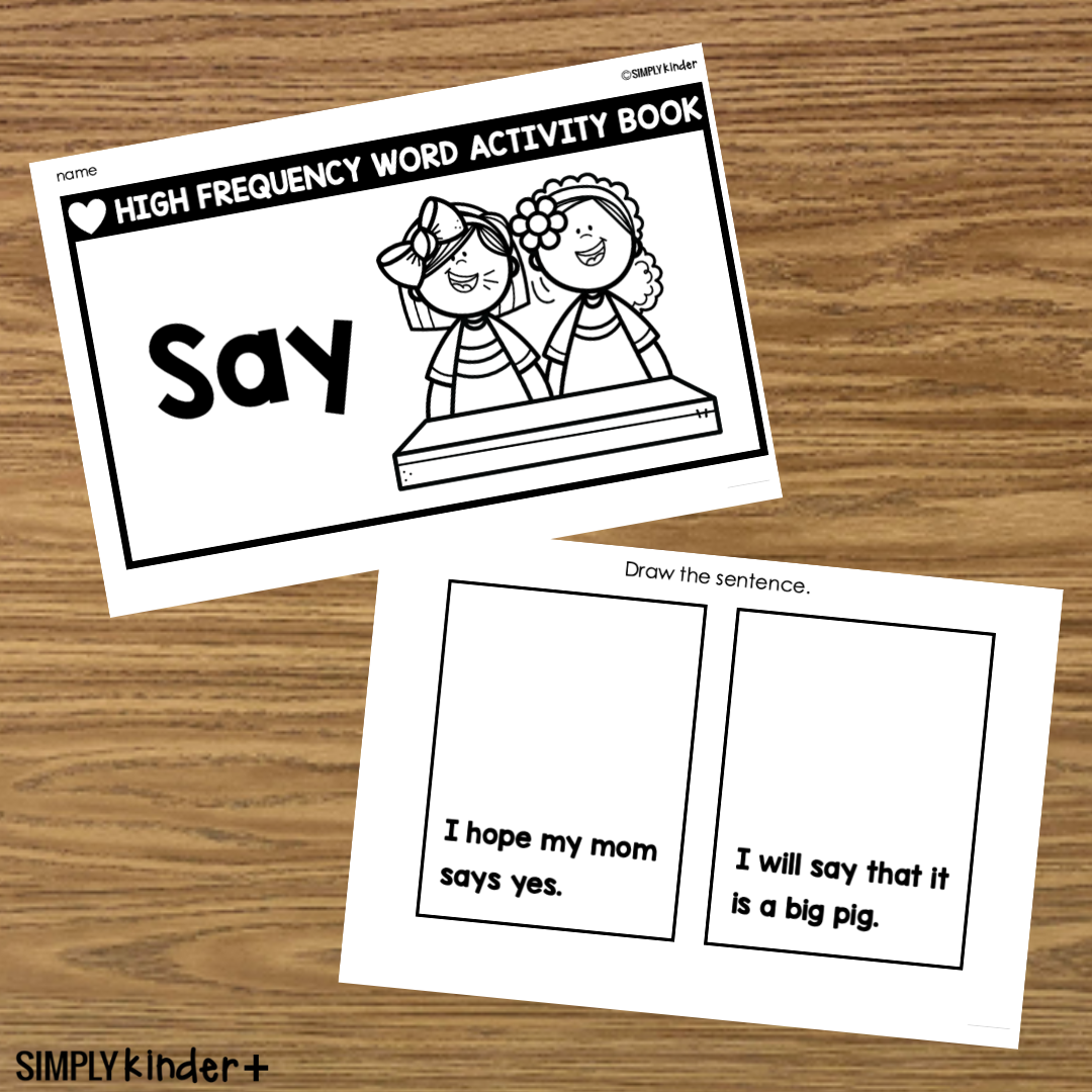 Say – Sight Word Book Activity Book - Simply Kinder Plus