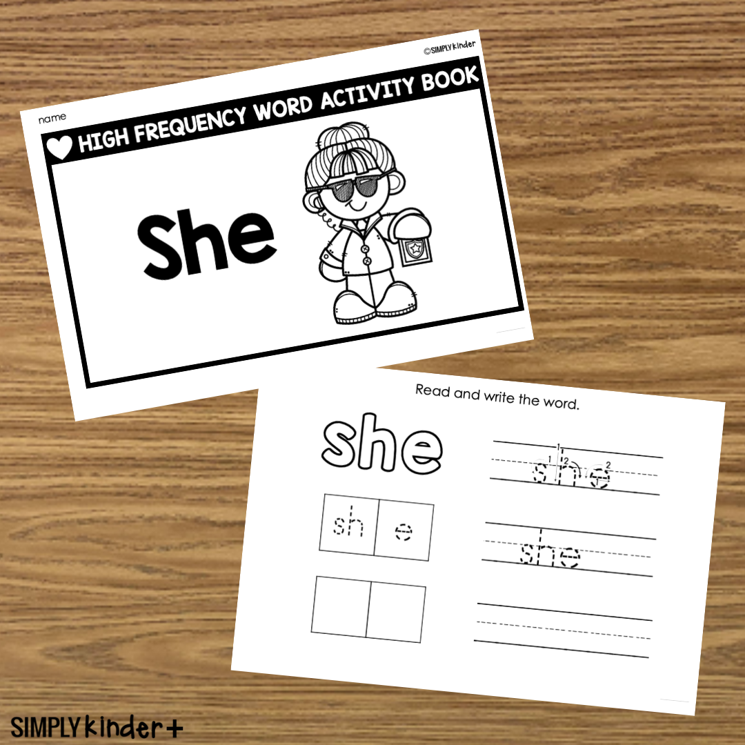 She – Sight Word Book Activity Book - Simply Kinder + Printable Membership