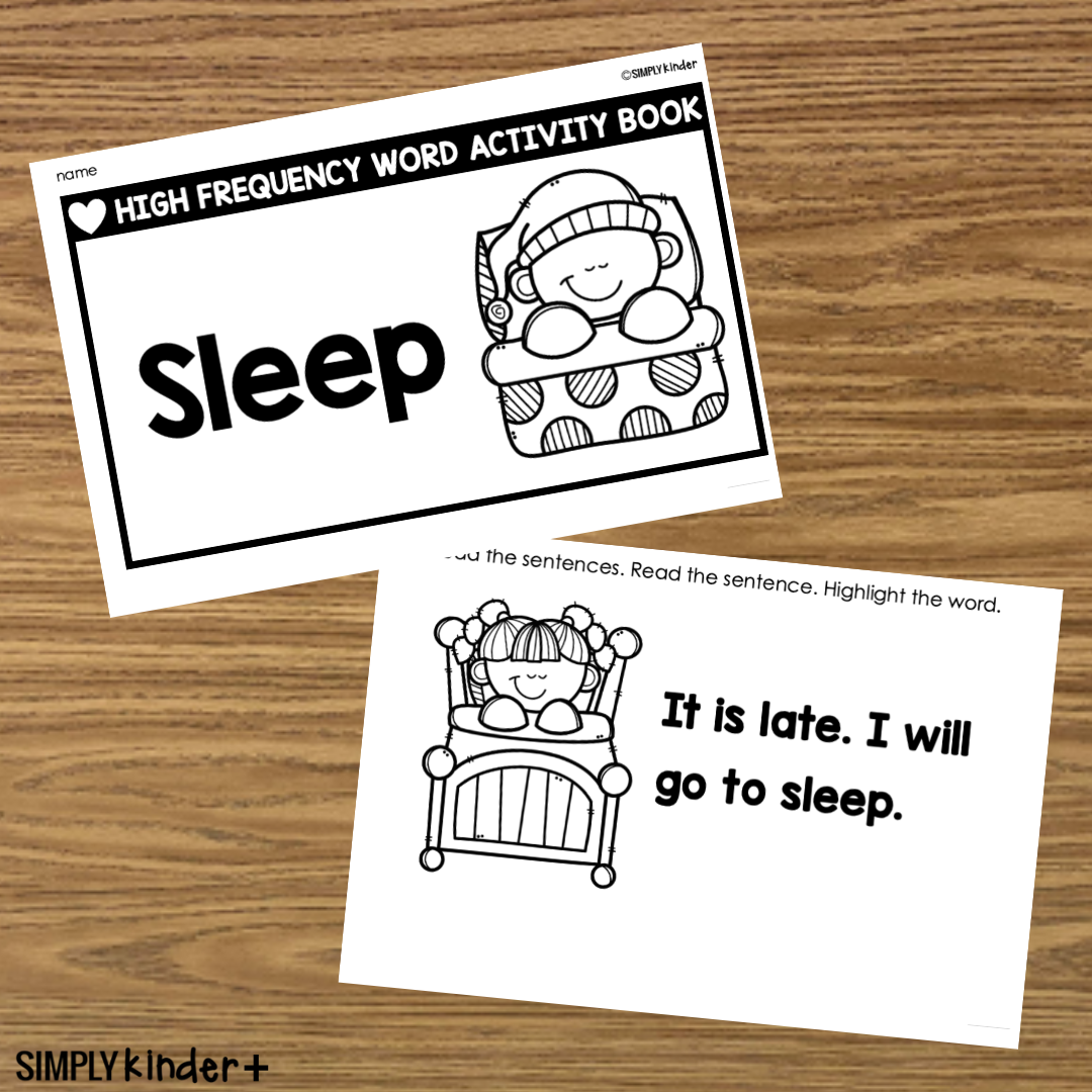 Sleep – Sight Word Book Activity Book - Simply Kinder + Printable ...