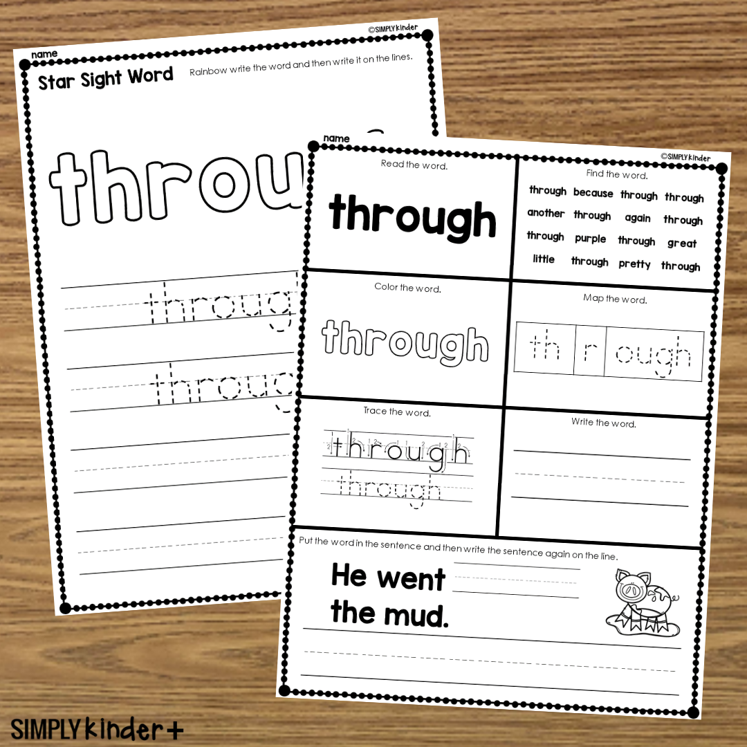 Through - Sight Word Printable Activities - Simply Kinder + Printable ...