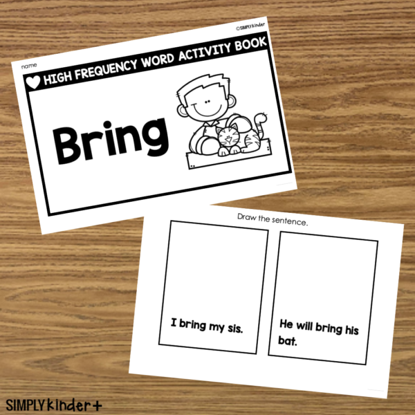 Bring - Sight Word Book Activity Book - Simply Kinder Plus