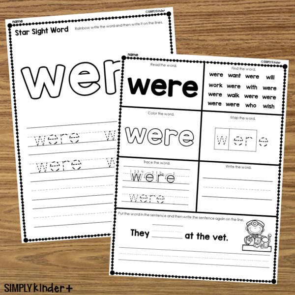 Were - Sight Word Printable Activities - Simply Kinder + Printable ...