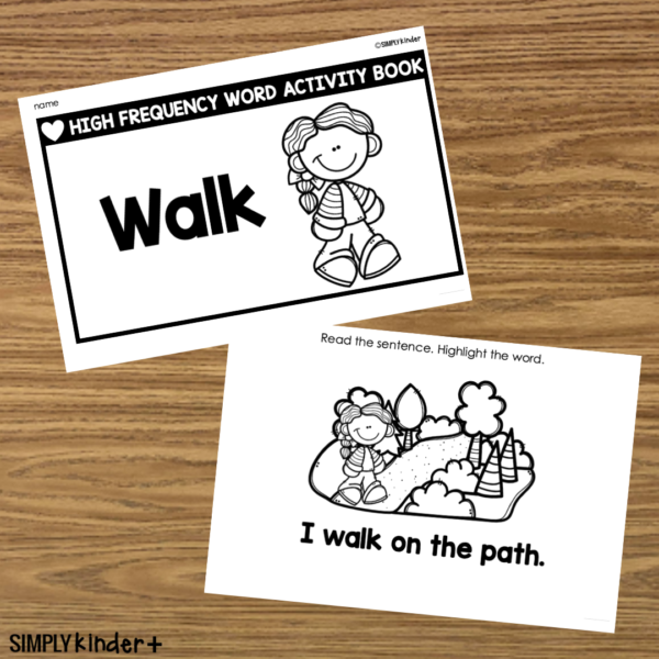 Walk – Sight Word Book Activity Book - Simply Kinder + Printable Membership