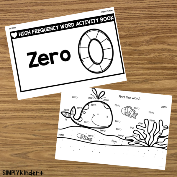 Zero - Sight Word Book Activity Book - Simply Kinder + Printable Membership