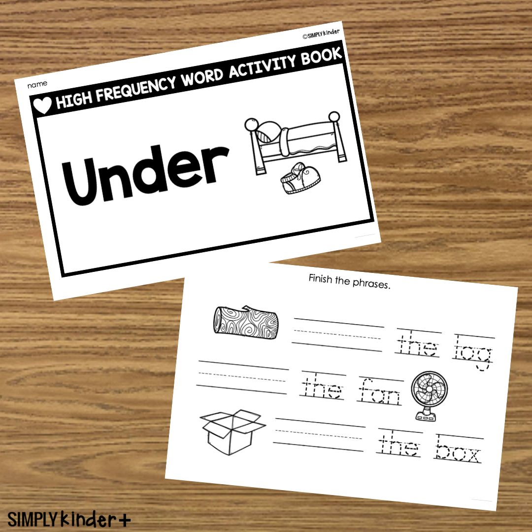 Under – Sight Word Book Activity Book - Simply Kinder + Printable ...