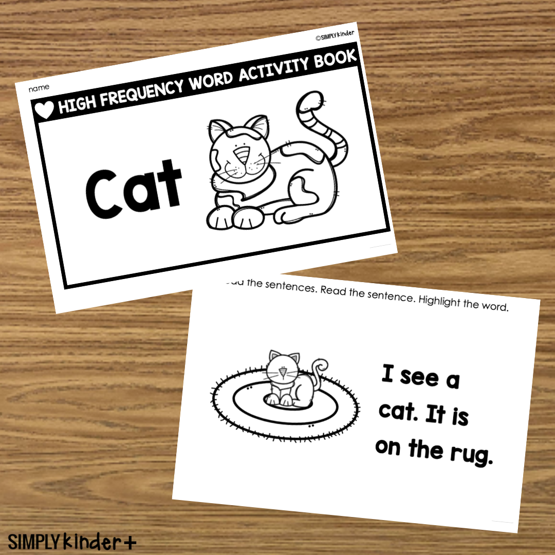 Cat- Sight Word Book Activity Book - Simply Kinder + Printable Membership