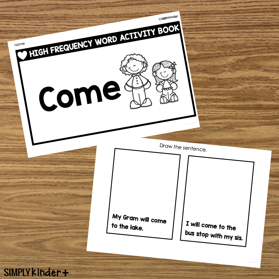 Come- Sight Word Book Activity Book - Simply Kinder Plus