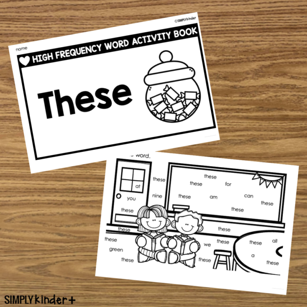 These – Sight Word Book Activity Book - Simply Kinder + Printable ...
