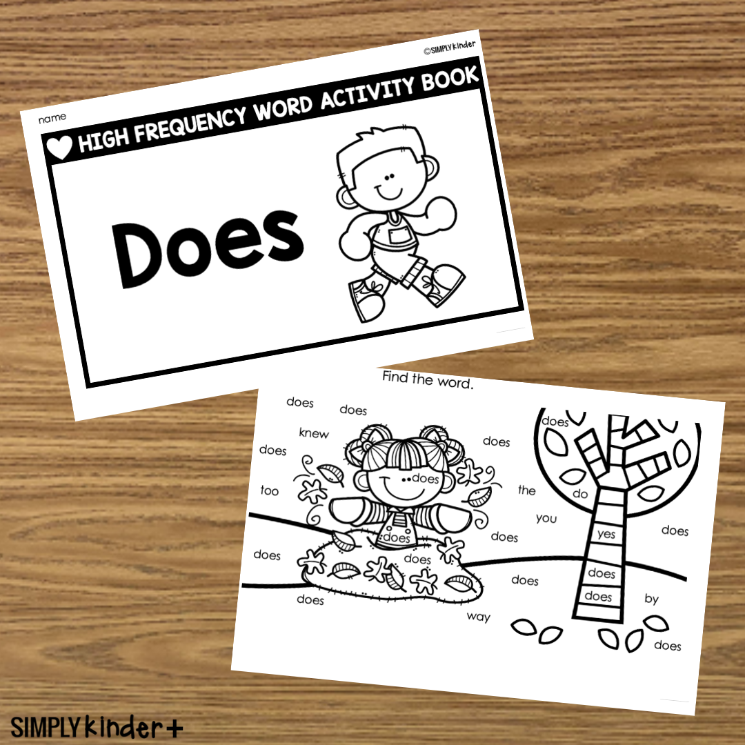 Does- Sight Word Book Activity Book - Simply Kinder + Printable Membership