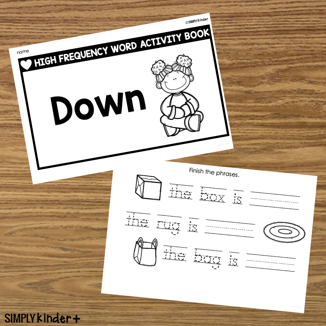 Down Sight Word Book Activity Book - Simply Kinder + Printable Membership
